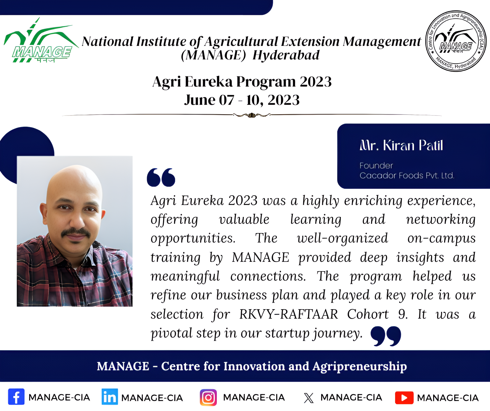 MANAGE Centre for Innovation and Agripreneurship (MANAGE-CIA)